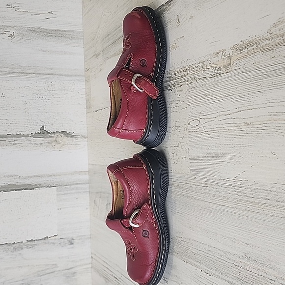 Born | Shoes | Born Red Leather Mary Janes Buckle Closure Floral Cutout ...
